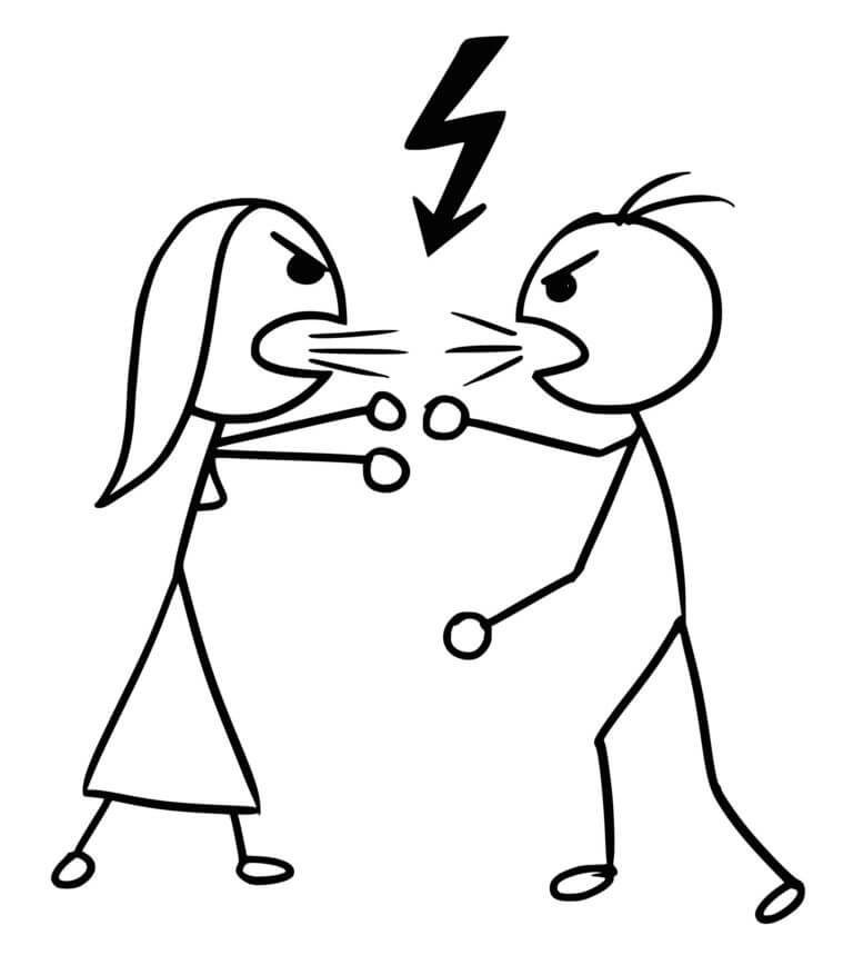 72336603 - cartoon vector doodle stickman man and woman argumenting ...